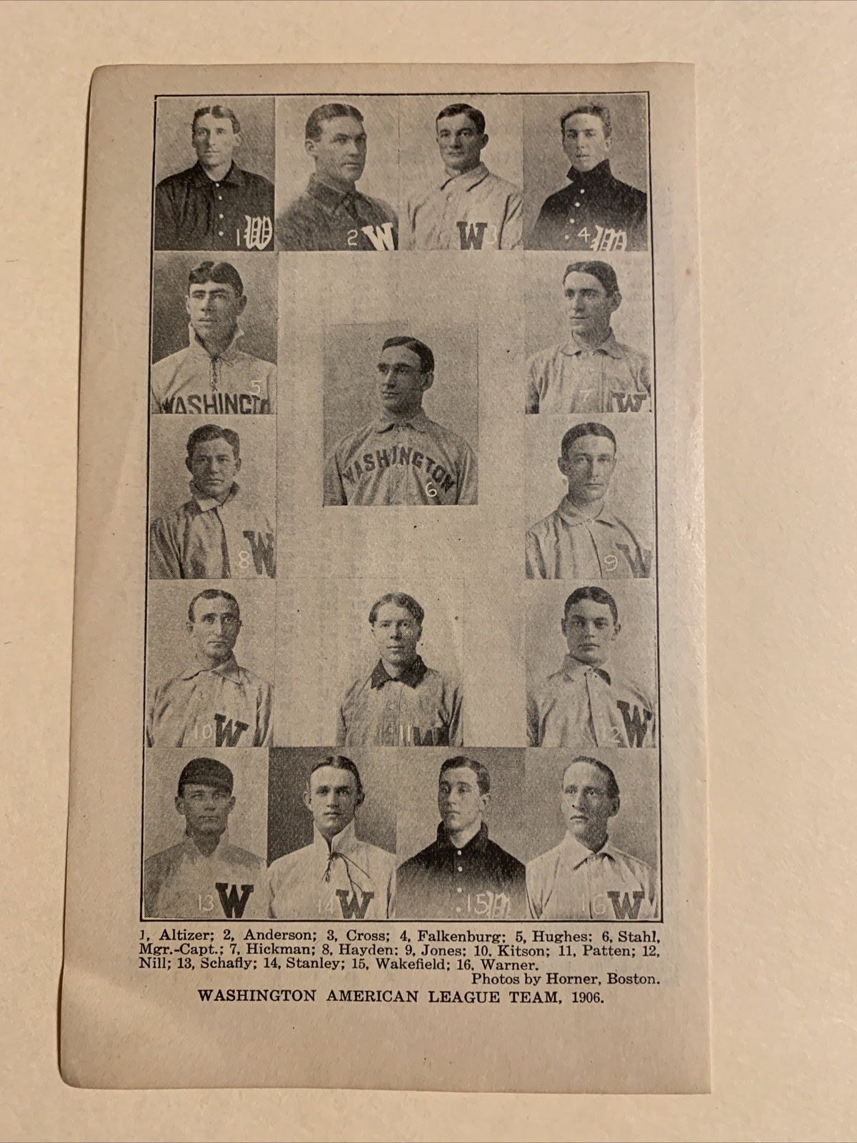 Washington Senators Casey Patten Charlie Hickman 1906 Baseball Team 4X6 ...