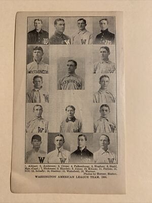Washington Senators Casey Patten Charlie Hickman 1906 Baseball Team 4X6 ...