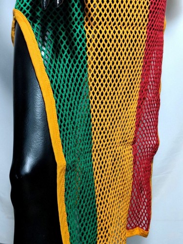 Ladies Rasta 100% Cotton Multicolored Side Slit String Mesh Maxi Dress ...