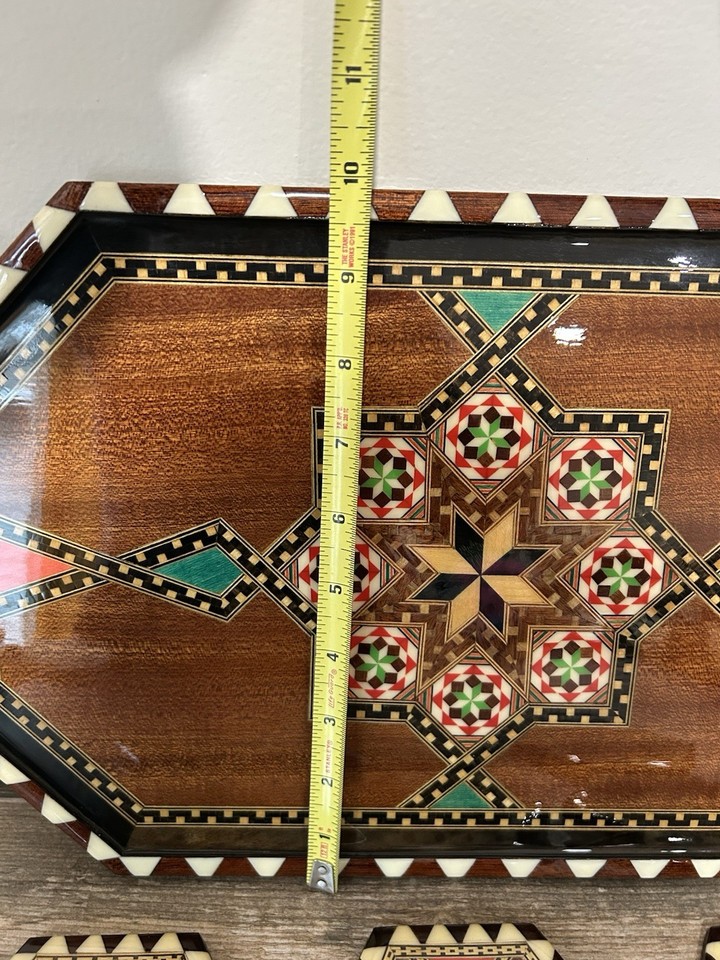 Inlay Mosaic Wood Taller De Tacea Middle Eastern Decorative Tray ...