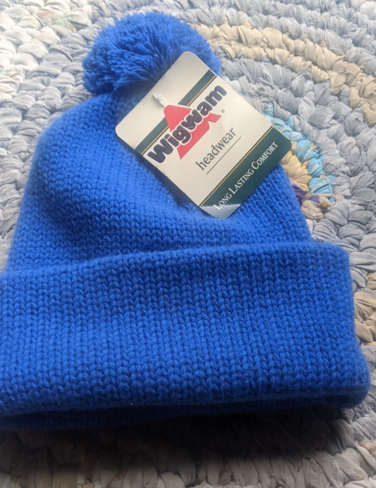 Vtg Wigwam Shaker Hat Royal Blue Adult One Size W/PomAcrylic Made USA ...