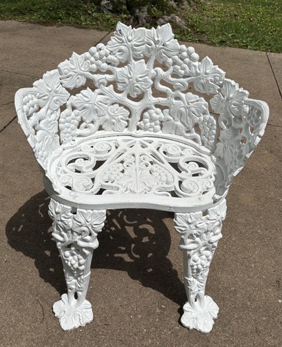 Rare Vintage Victorian Style Grapevine Cast Aluminum Garden Seat Patio ...