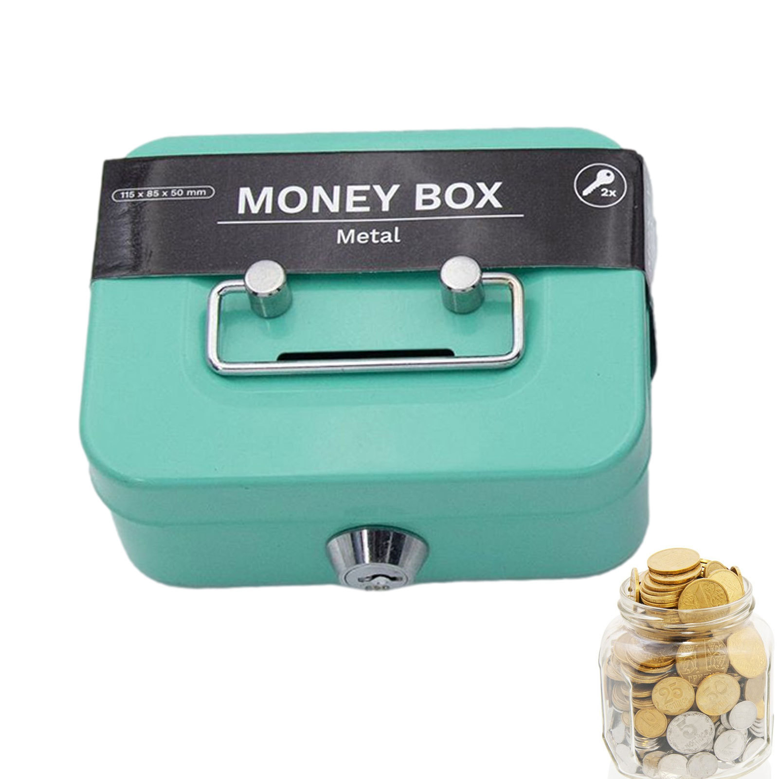 Small Lock Box Metal Cash Box W/ Key Mini Safe Lock Box Steel Stash Box ...