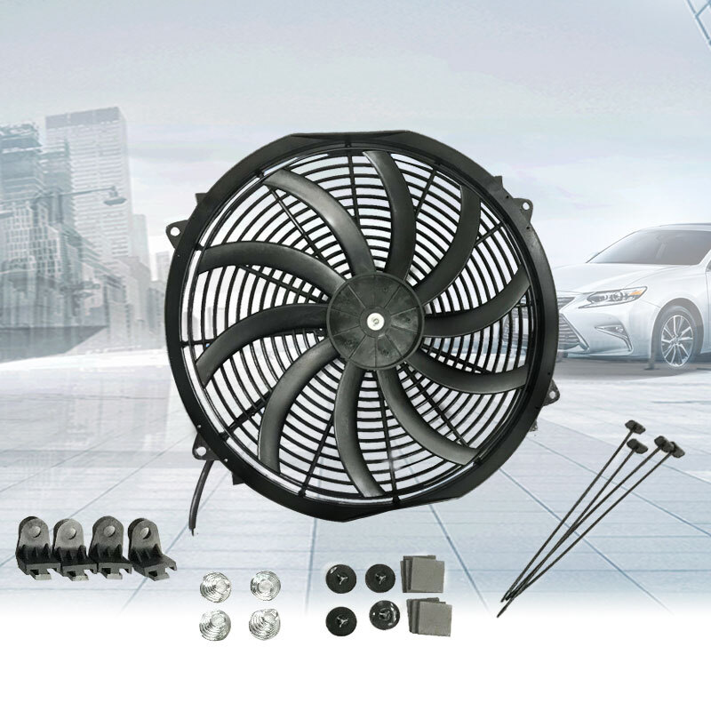 16" INCH SLIM ELECTRIC RADIATOR FAN PUSHER PULLER 120W HIGH POWER MOTOR ...