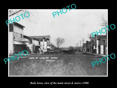 OLD 8x6 HISTORIC PHOTO OF BODE IOWA THE MAIN STREET & STORES c1900 ...