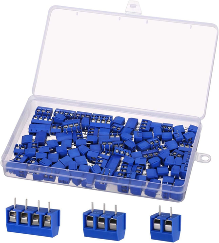 100PCS 2 Pin 3 Pin 4 Pin PCB Mount Screw Terminal Block Connector, Blue ...
