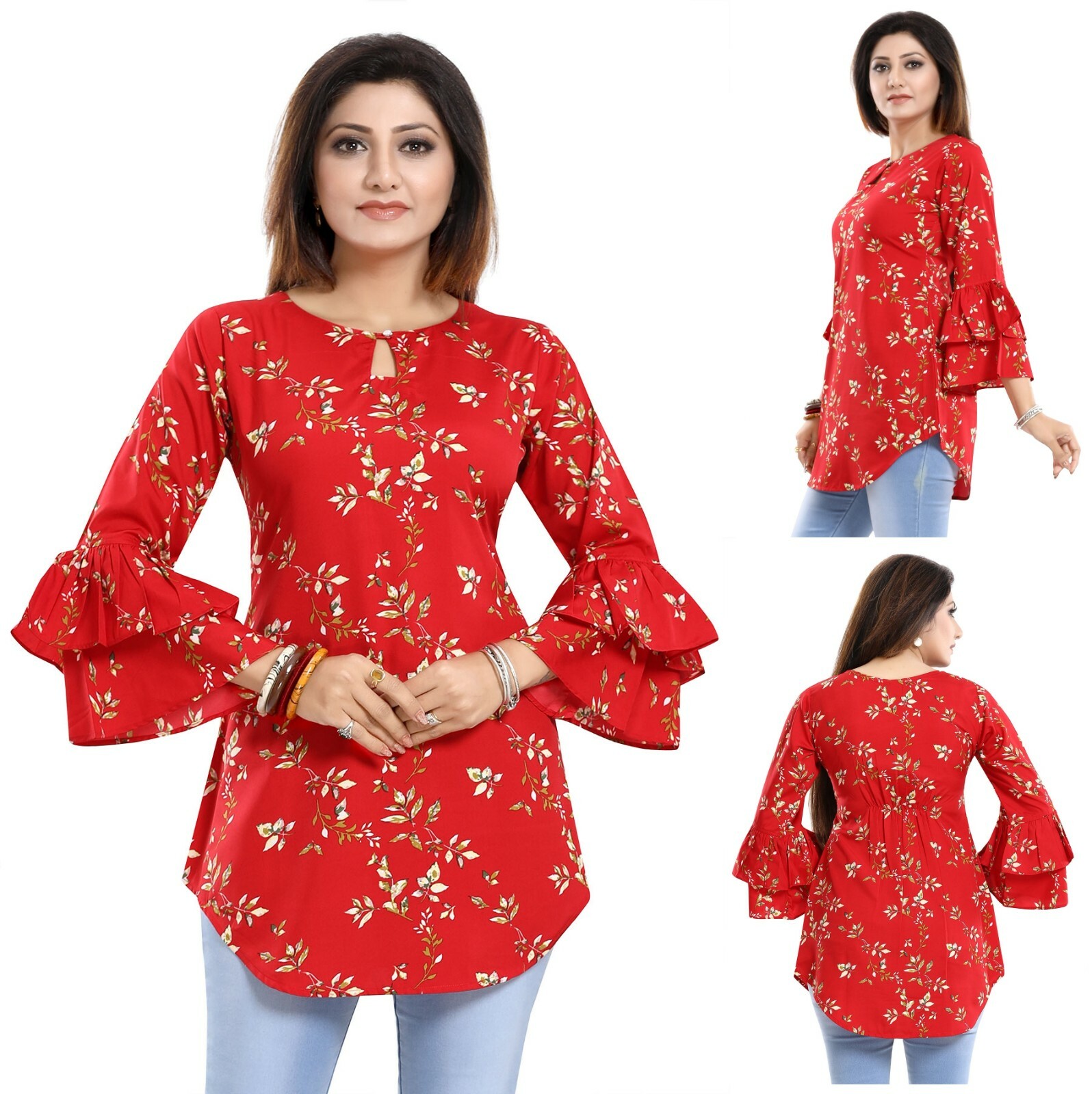 Women Ethnic Kurti Tunic Printed Designer Ethnic Kurta Shirt Dress ...