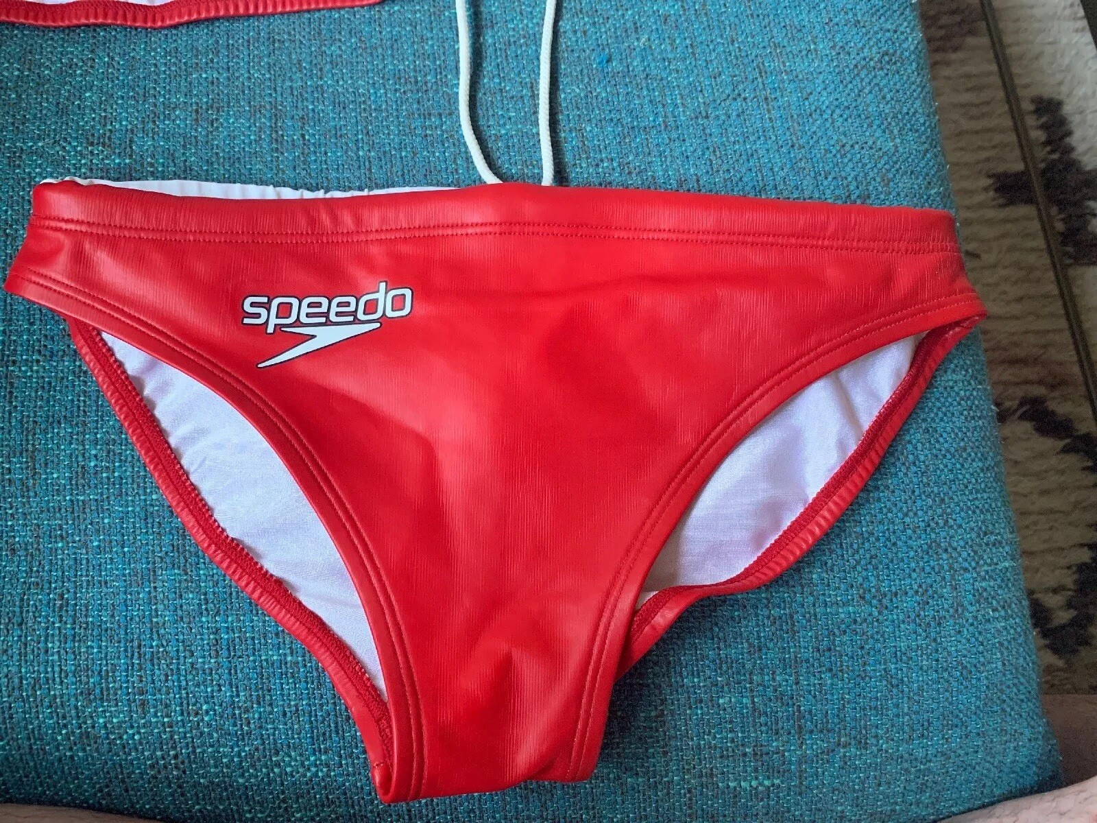 Speedo Water polo suit 28 30 jaspo L Mens Swimsuit Rubber Wet Look Red ...