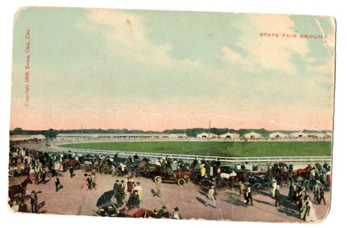 State Fair Grounds Copyright 1908 Ewing Oklahoma Postcard Cars Horse ...
