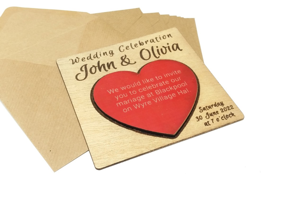 Rustic Heart Wedding Invitations Kraft Heart Concertina Wedding