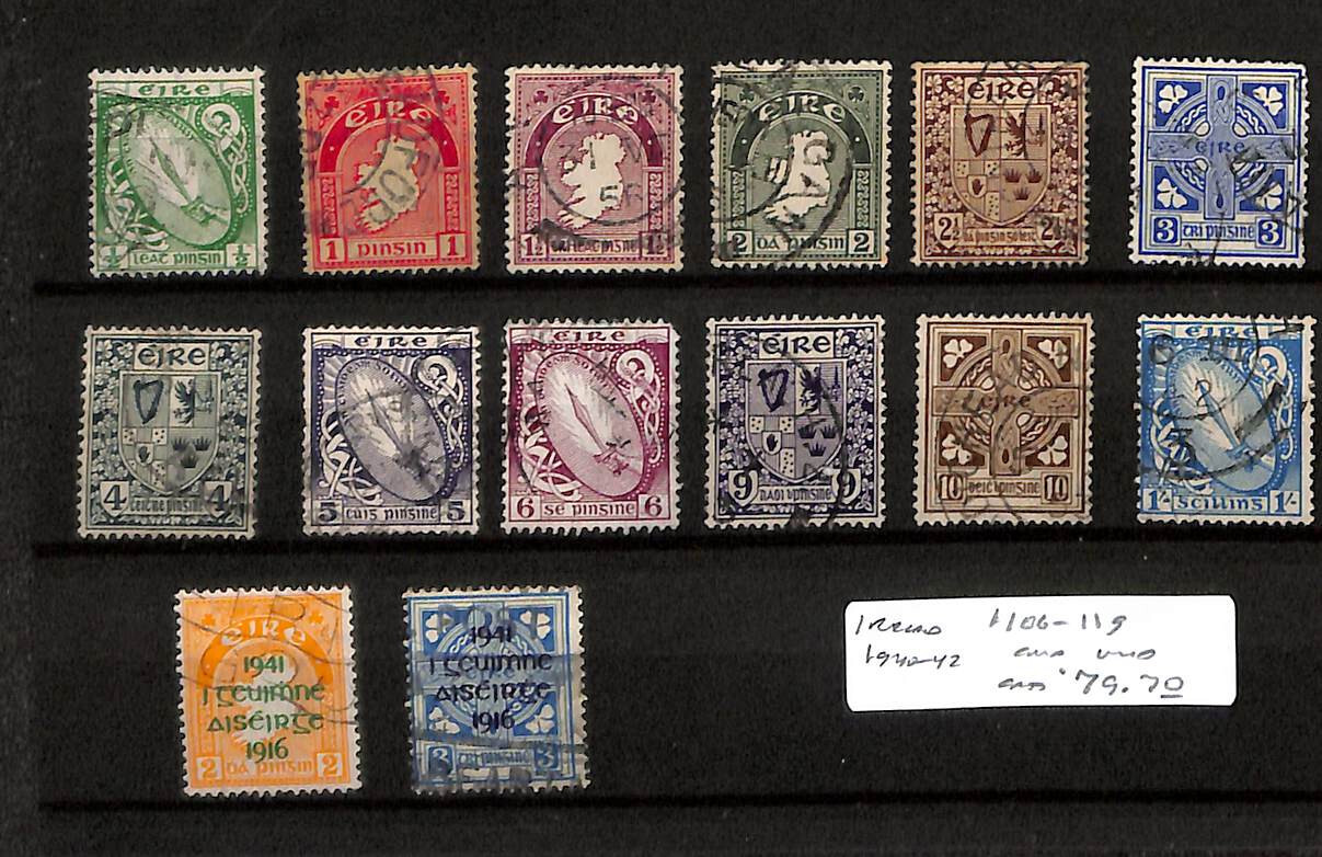 Ireland, Postage Stamp, #106-119 Used, 1940-42 Map, Coat Arms | eBay