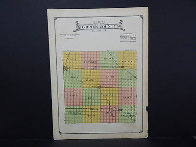 Iowa, O'Brien County Map, 1911 W17#58 | eBay