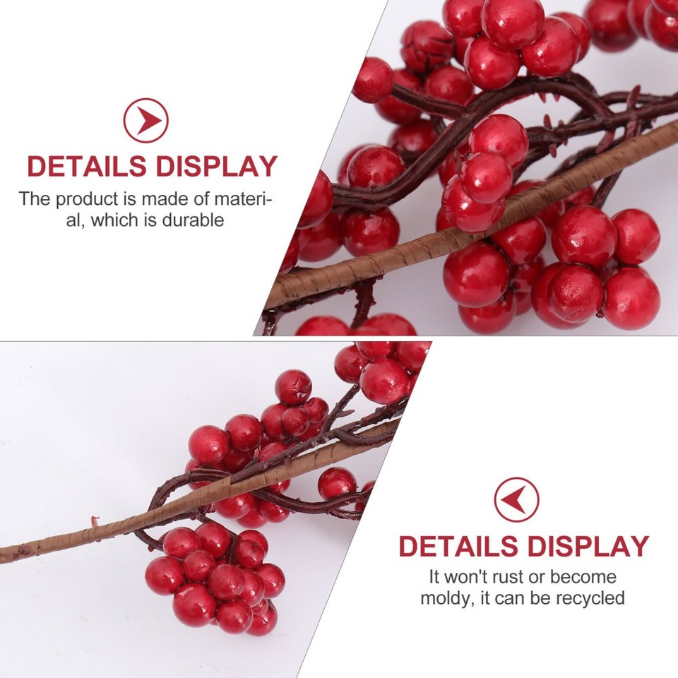 1pc Simulation Red Fruit Christams Decoration Small Red Fruit Branch ...