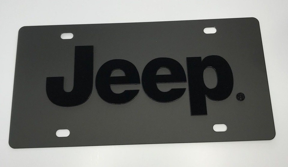 Vanity License Plate - Black w/ Subdued Tactical Black Steel Emblem For ...