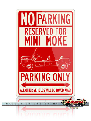 Austin Mini Moke Reserved Parking Only 12x18 Aluminum Sign - British ...