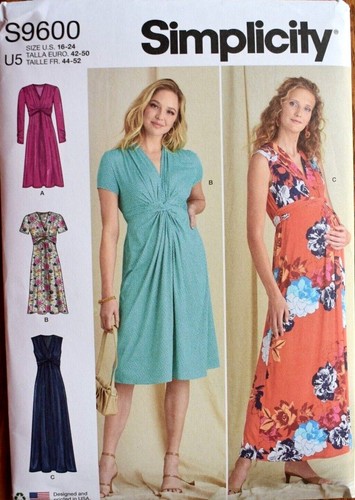 SIMPLICITY PATTERN 9600 DRESS KNIT MISSES SIZES 16 18 20 22 24 UNCUT ...