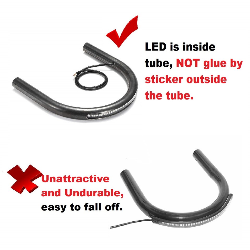 Rear Seat Frame Hoop Loop w/ LED Light For Cafe Racer Honda Yamaha ...