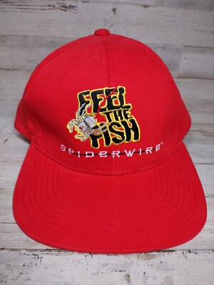 Vintage Spiderwire Spectra Feel the Fish Red Baseball Hat Cap Men's ...