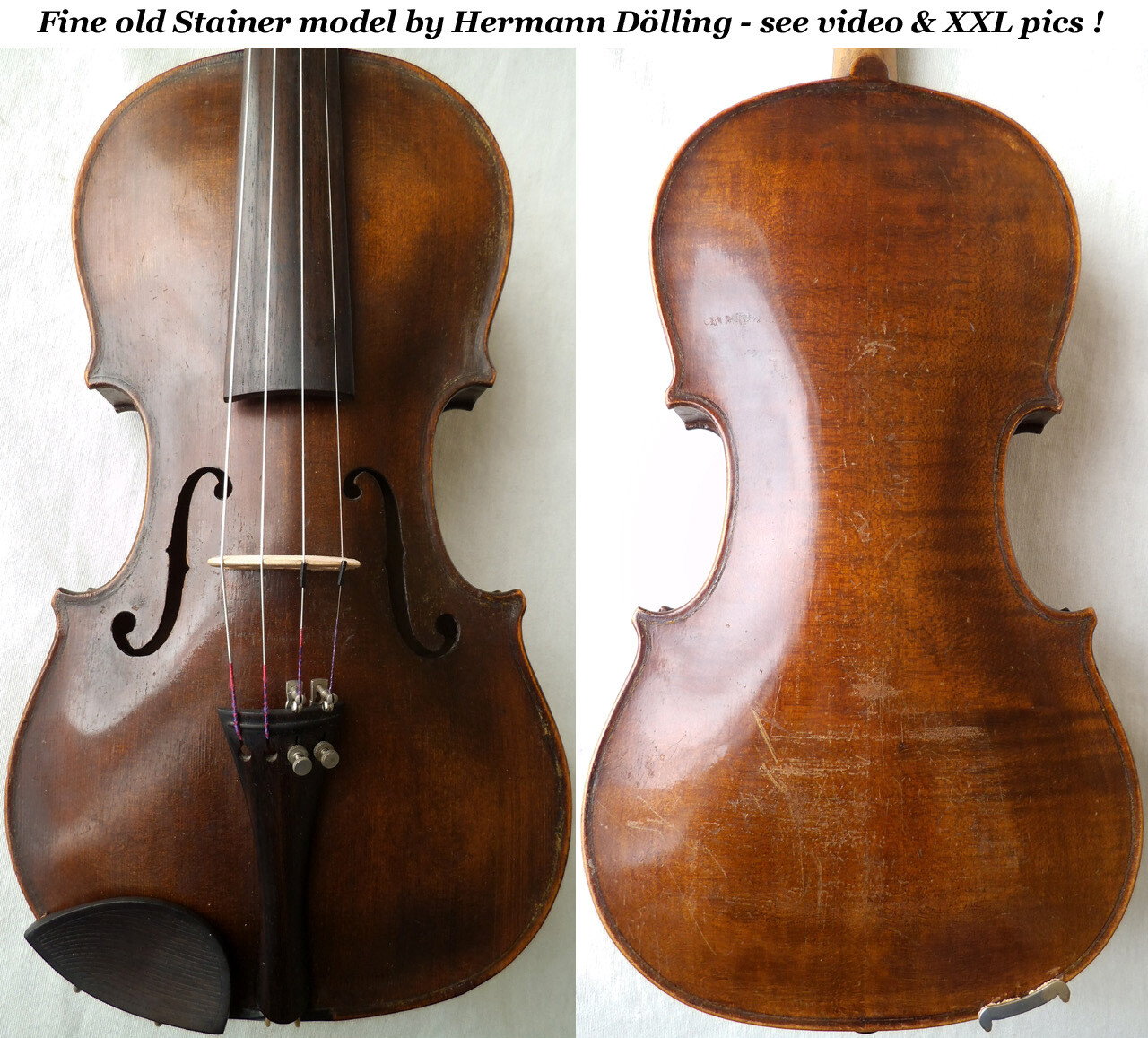 OLD GERMAN STAINER VIOLIN H. DOELLING jr - VIDEO - ANTIQUE バイオリン ...