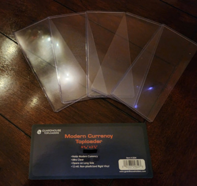 5 Modern Guardhouse Currency Banknote Holder Semi-Rigid Toploader Free ...