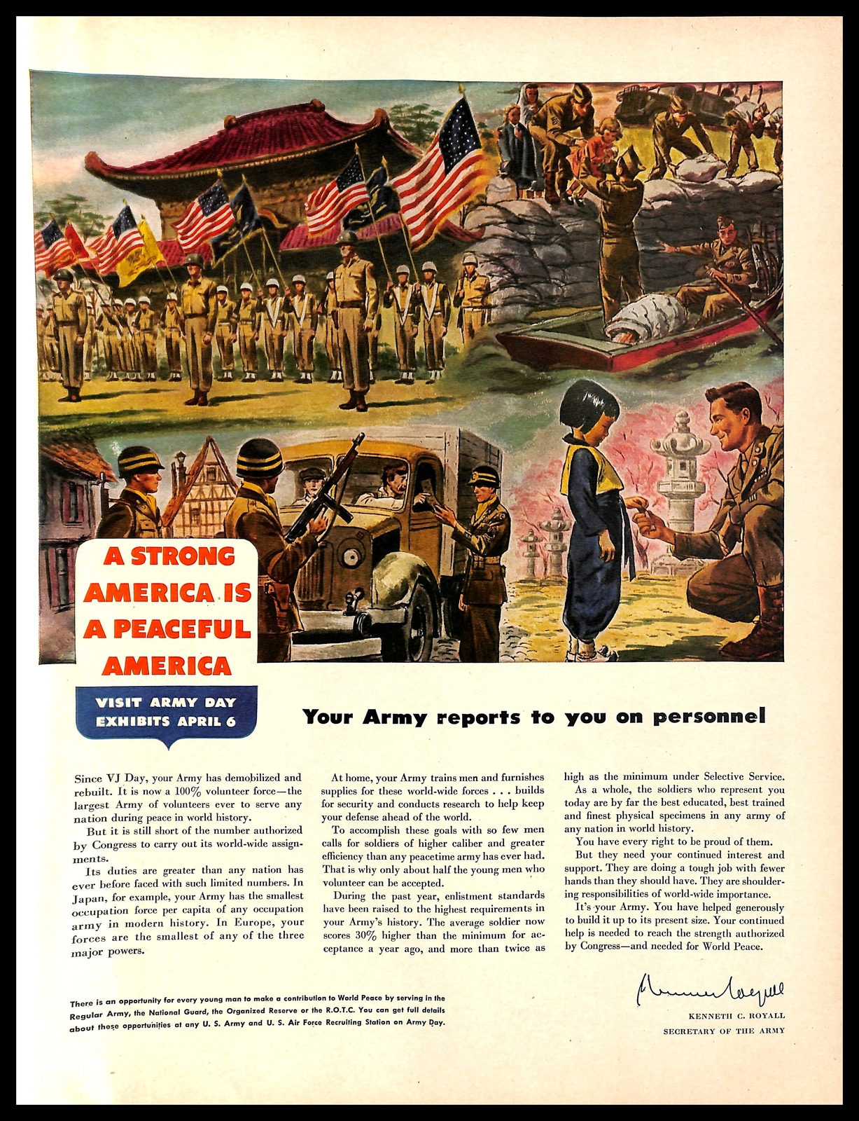 1948 United States Army Vintage PRINT AD America Military Foreign ...