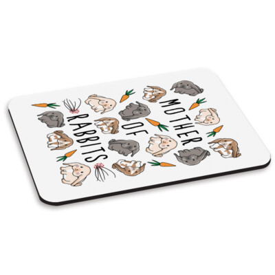 Mother Of Rabbits PC Computer Mouse Mat Pad Crazy Lady Animal Lover ...