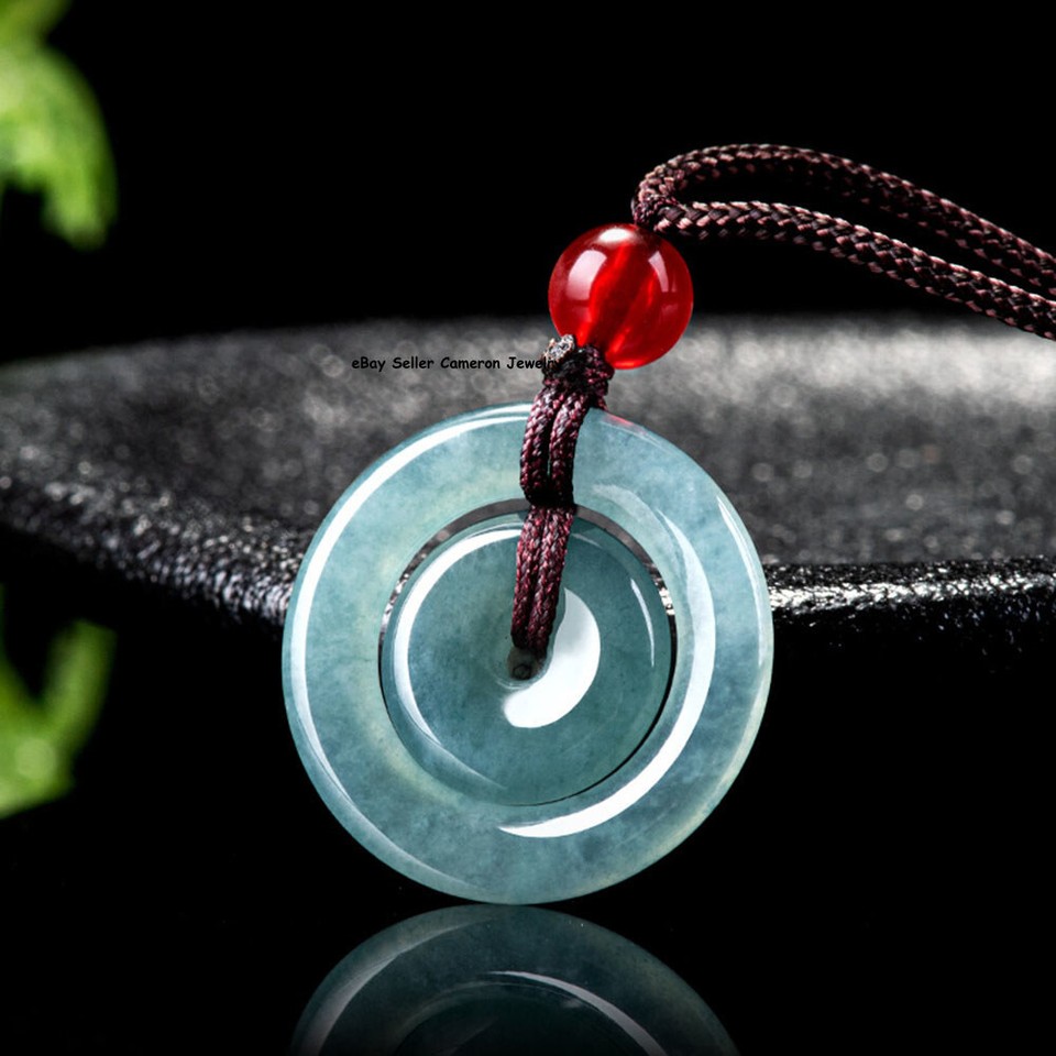 Real Grade A Natural Blue Jade Jadeite Men Women Lucky Circle Peace ...