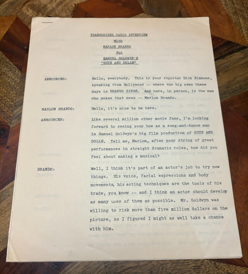 ULTRA RARE MARLON BRANDO Promo MGM RADIO INTERVIEW Red Wax W SCRIPT ...