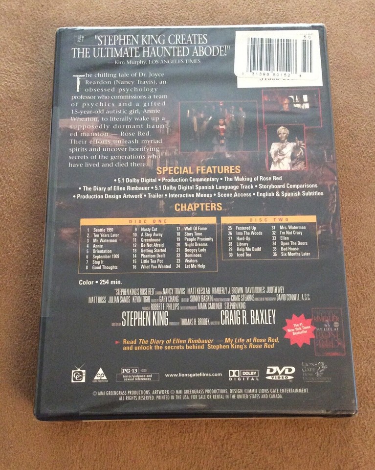 NEW STEPHEN KING'S Rose Red 2 Disc Deluxe Edition Dvd OOP And *Rare ...