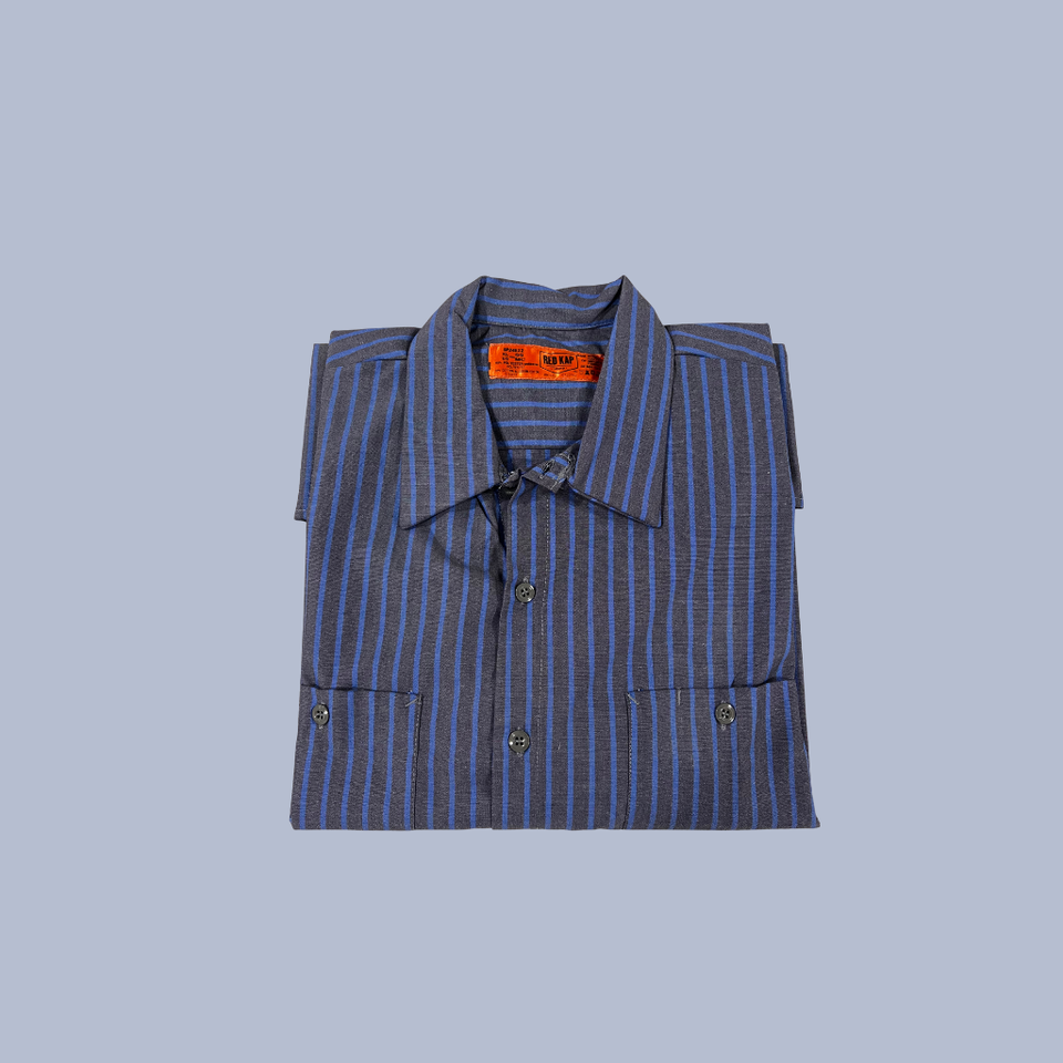 Red Kap Style SP24(S.S) & SP14(L.S) Men's Work Shirt Grey / Blue Stripe ...