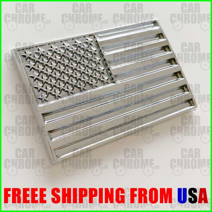 Pair 2pcs 3D All Chrome American Flag Decal Emblem Logo Badge For RAM ...