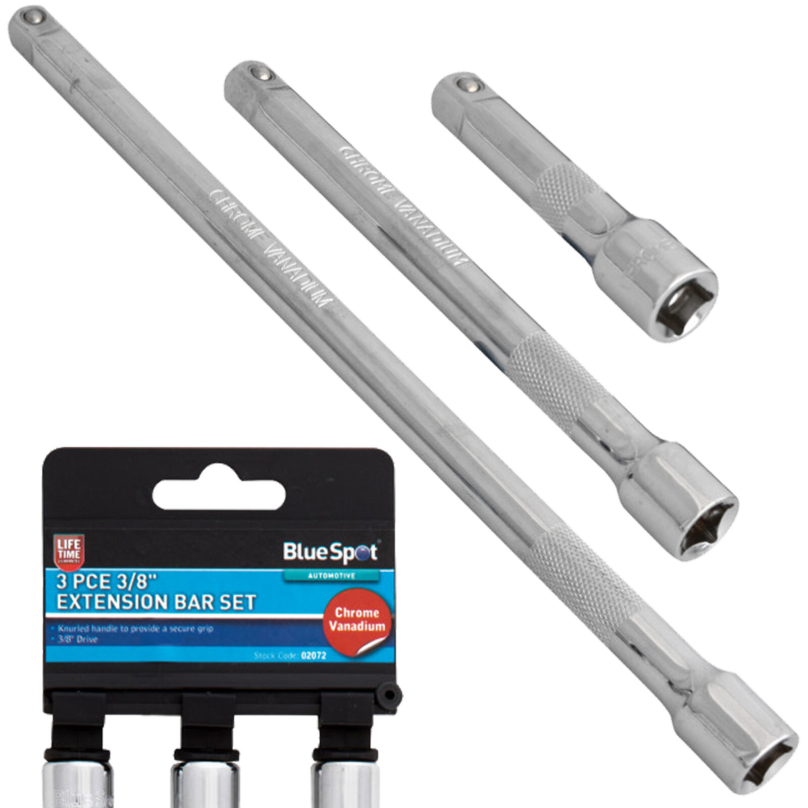 SOCKET EXTENSION BAR Set 10" 5" 3" long. 3/8" square Drive Socket ...