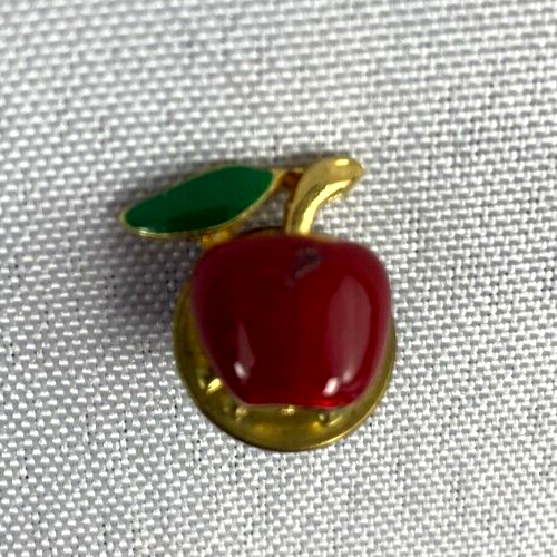 Vintage Ballou Goldtone Apple Pin Brooch Red Jeweled Locking Back | eBay