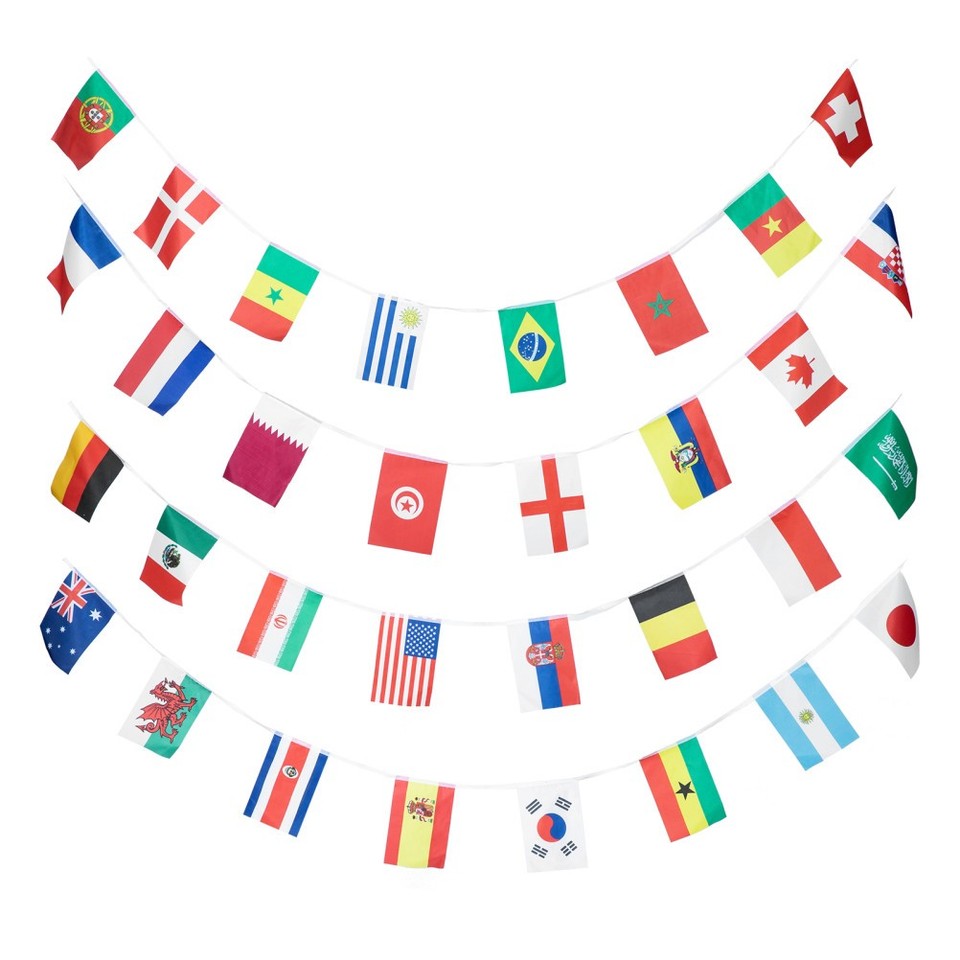 32 Pcs Colorful Polyester String Flag Banner for International Bunting ...