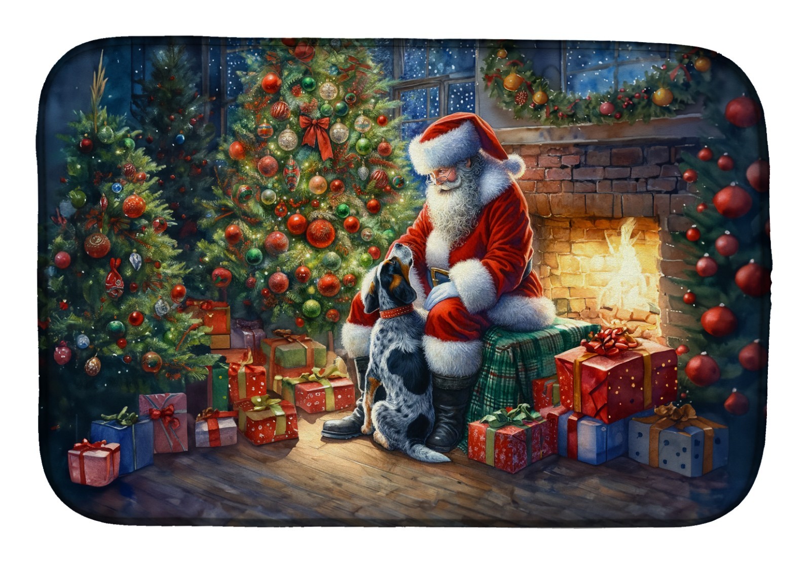 Bluetick Coonhound Moments With Santa Dish Drying Mat | eBay