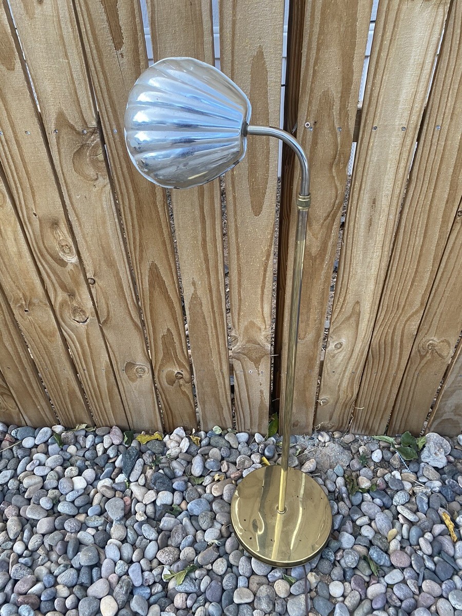 Clam Shell Brass Floor Lamp Chapman Manufacturing — Adjustable Floor