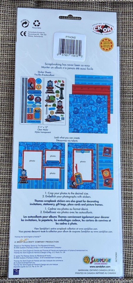Sandylion Scrapbook Stickers Single Sheet Thomas & Friends Assorted ...