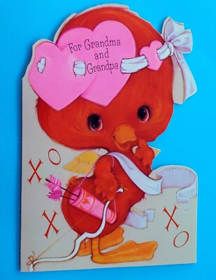 Vtg Hallmark Valentine's Day Die Cut Red Bird Cupid XO Used Card | eBay