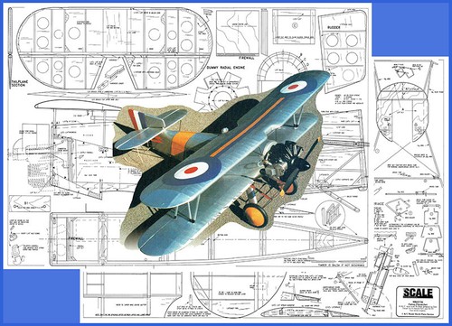 Model Airplane Plans (RC): Fairey Flycatcher 46½" Scale Biplane for .50 ...
