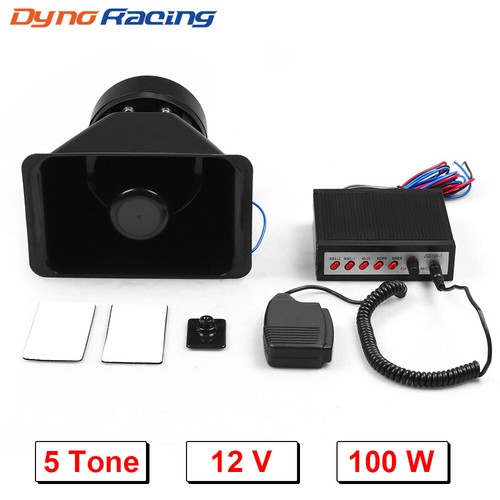 100W 12V 5 Sound Loud Car Alarm Police Fire Horn Siren PA Speaker MIC ...