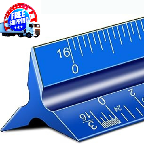 12" Architectural Scale Ruler Aluminum Architect Scale Triangular Scale ...