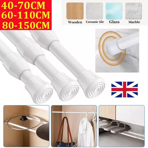 Spring Loaded Extendable Telescopic Net Voile Tension Curtain Rail Pole ...