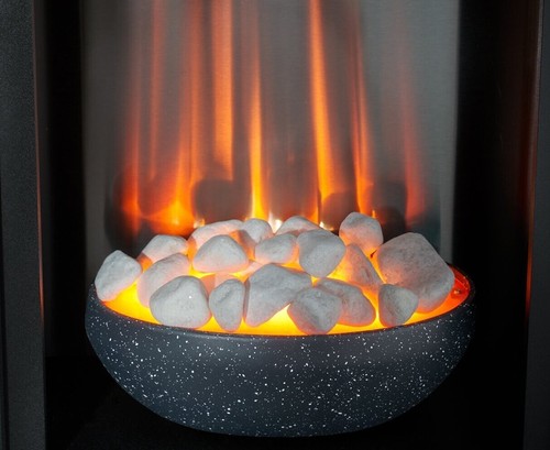 ELECTRIC FIRE BLACK FREESTANDING FIREPLACE SURROUND PEBBLE BOWL 2KW ...