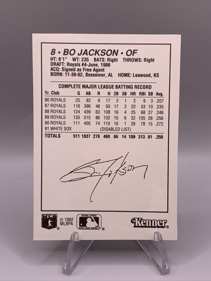 🇺🇸 Bo Jackson 🇺🇸 1992 Starting Lineup #6 - Facsimile Autograph | eBay