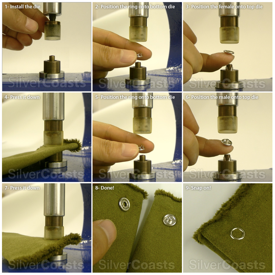 Press Machine Tool Set + 200 Prong Poppers, Snap Fastener Stud, Sewing ...