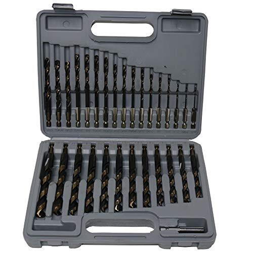 29 Piece Quick Change Hex Shank Drill Bit Set 1/16" 1/2" In Plastic ...