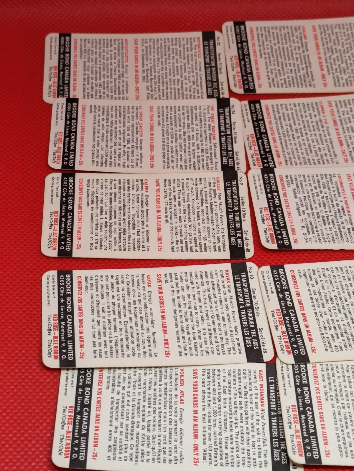 RED ROSE BLUE RIBBON TEA TRANSPORTATION THROUGH THE AGES TEA CARDS ...