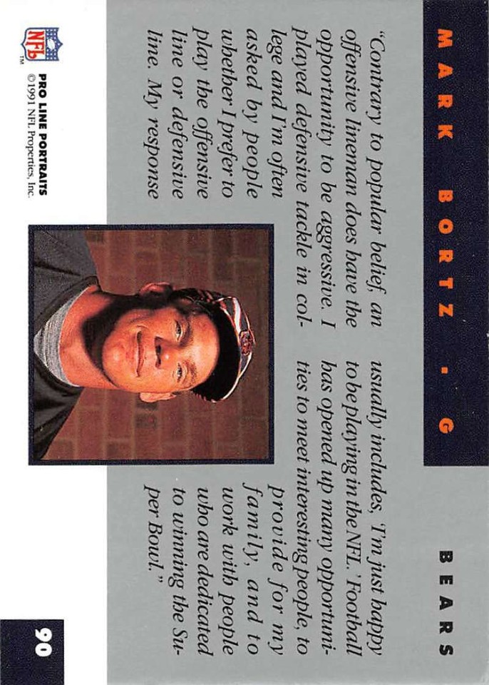 1991 Pro Line Portraits #90 Mark Bortz NM Near Mint Bears | eBay