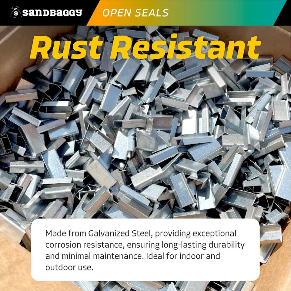 Sandbaggy 1/2" x 1¼" Open Steel Strapping Seals - Galvanized (Rust ...