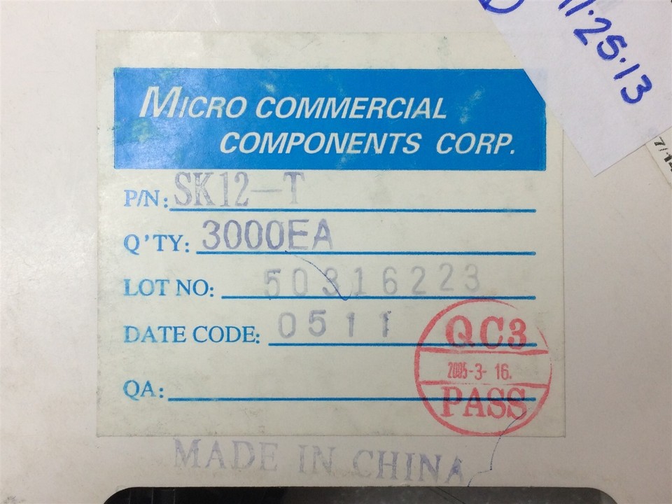 SK12-T MCC DIODE SCHOTTKY 20V 1A DO214AA 100 PIECES | eBay